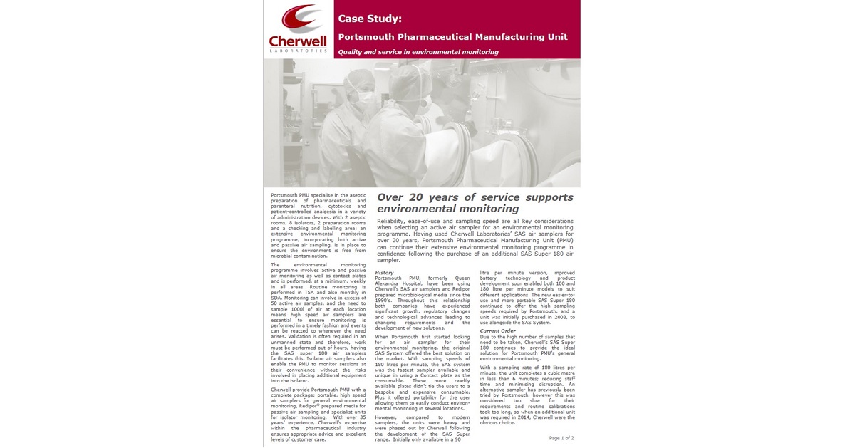 Cherwell | SAS Case Study - Quality & Service Environmental Monitoring